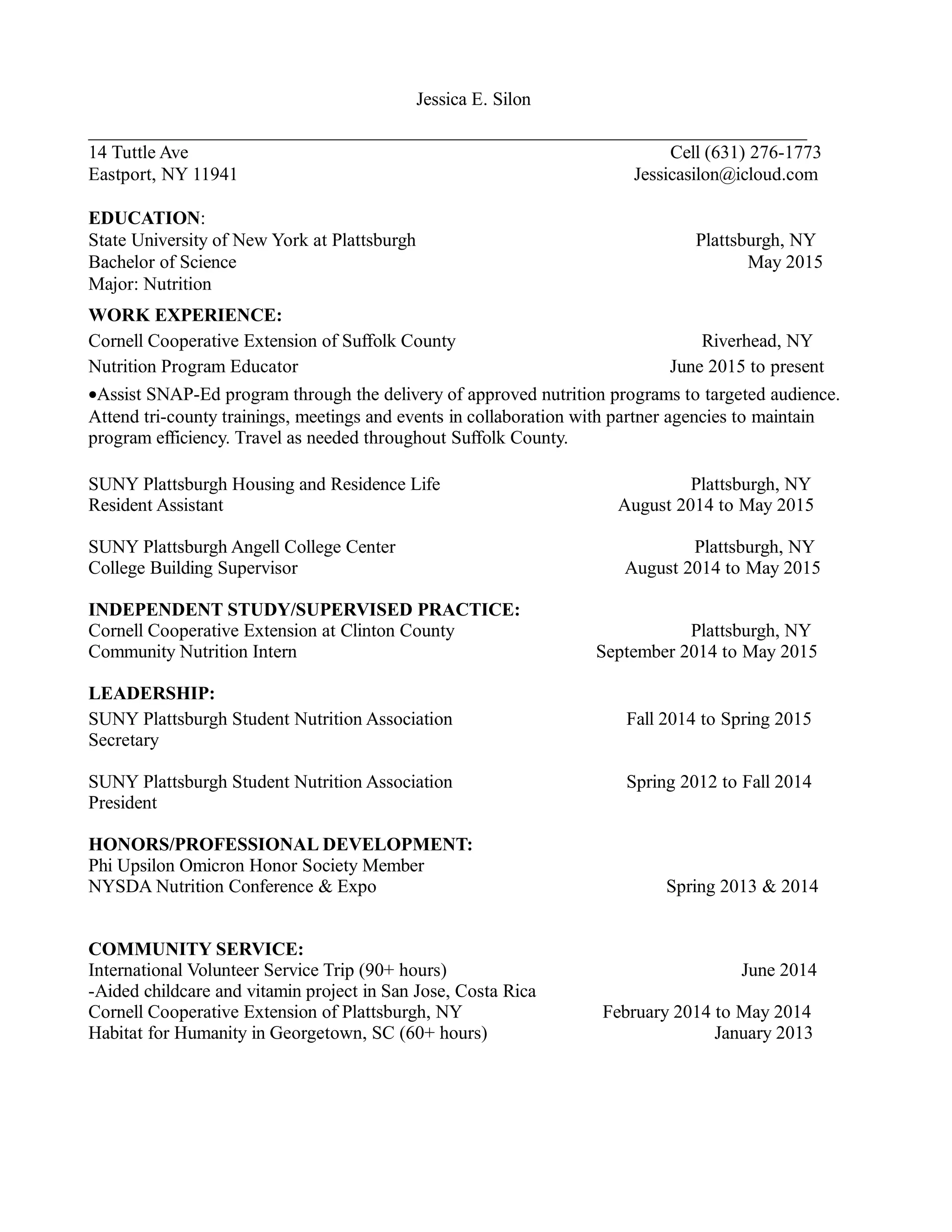 Resume October 2015 | DOC