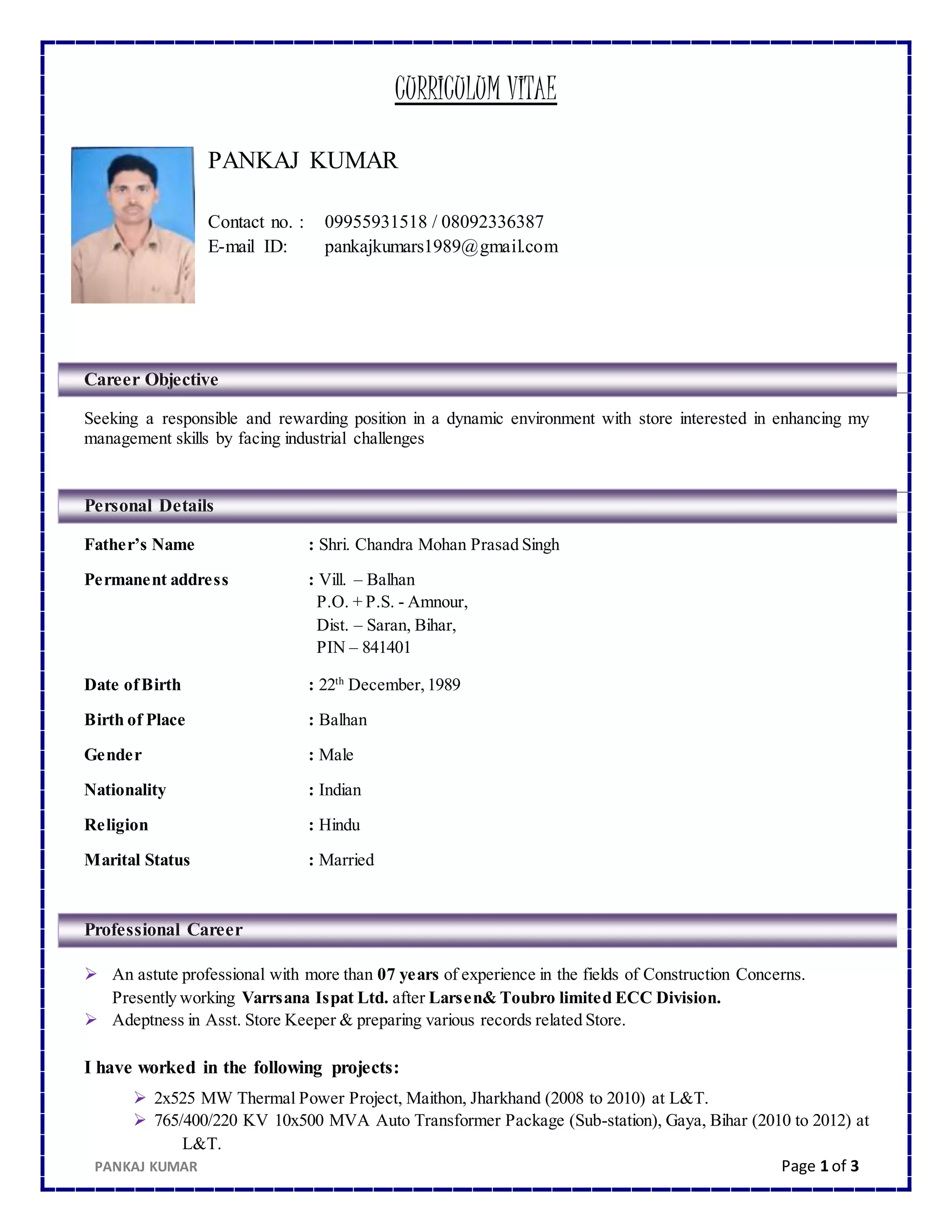 Pankaj Kumar Resume | DOCX