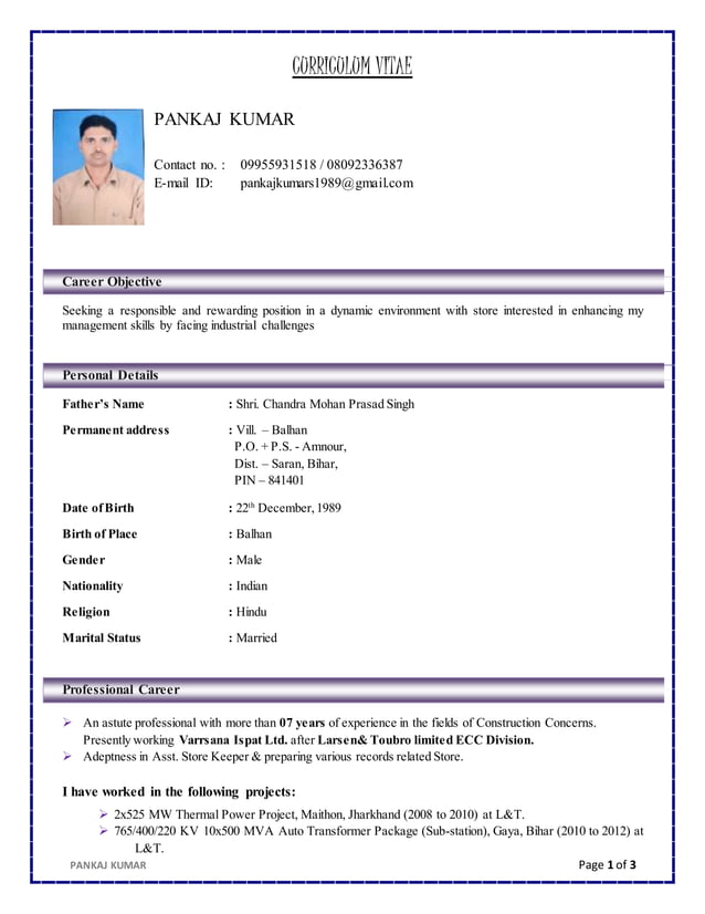 Pankaj Kumar Resume | DOCX