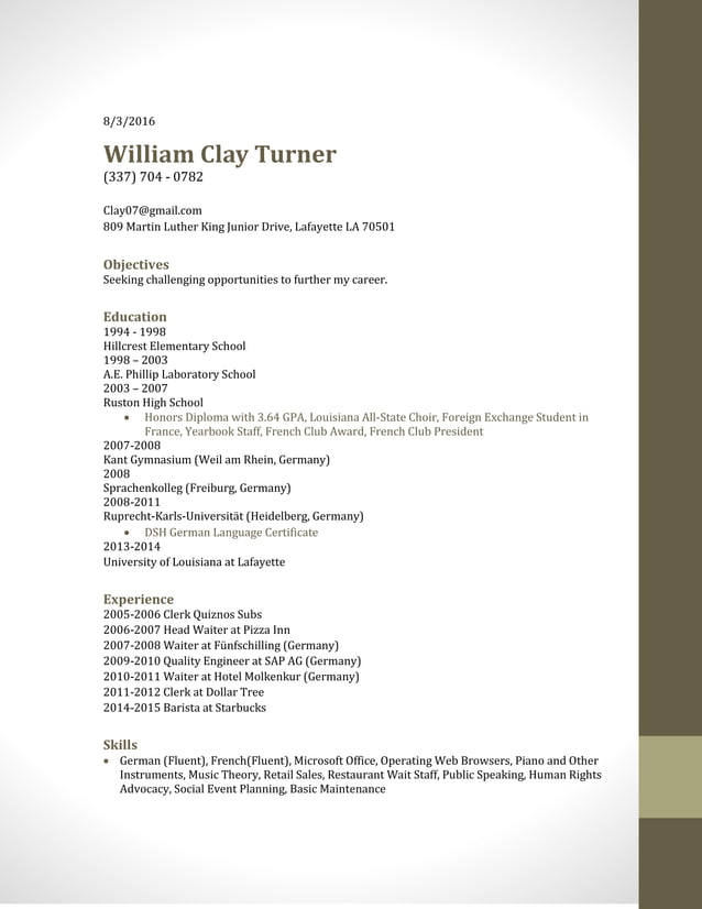 William Clay Turner Resume | PDF