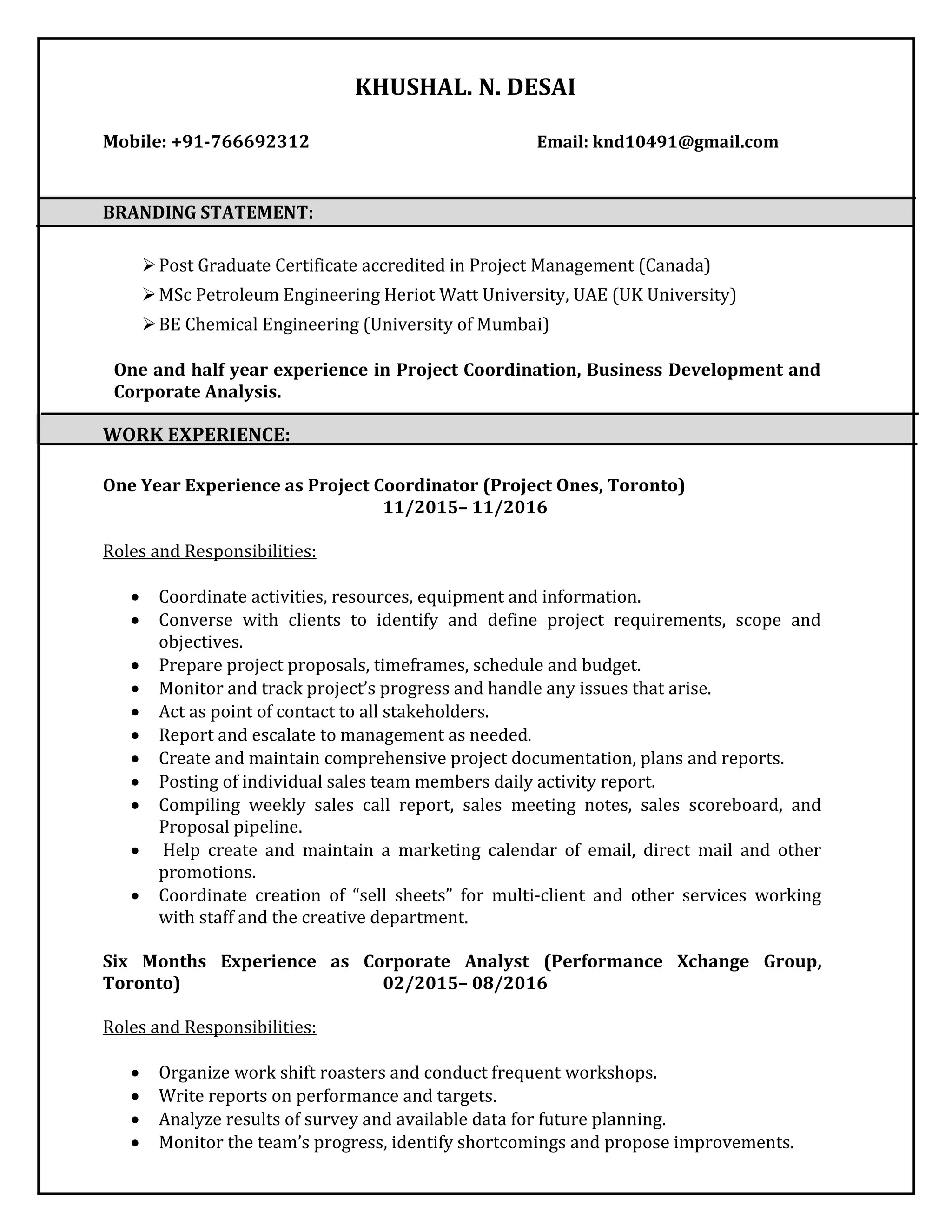 Khushal Nilesh Desai - Resume | PDF