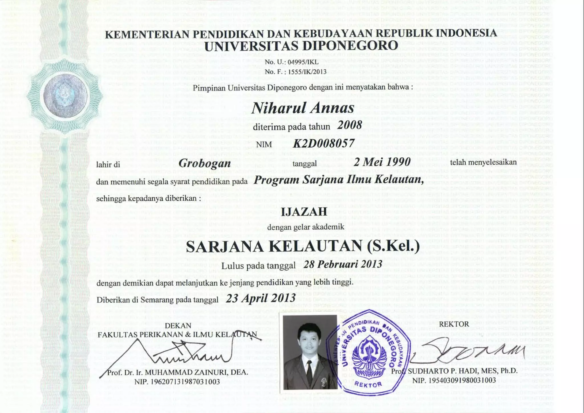 Ijazah dan Transkrip Nilai | PDF