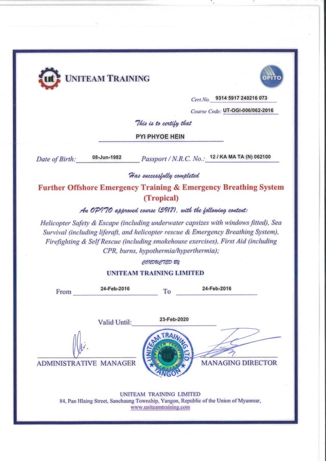 Opito Certificate | PDF