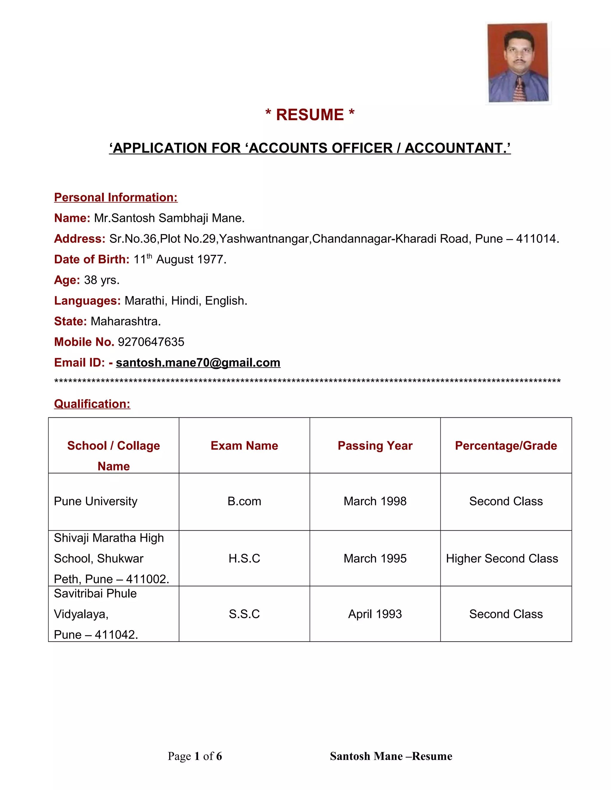 Santosh Mane_Resume | PDF