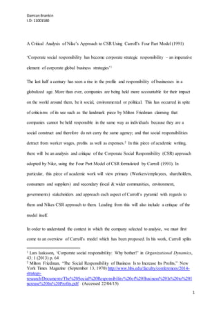 A Critical Analysis of Nike CSR-2 | DOCX