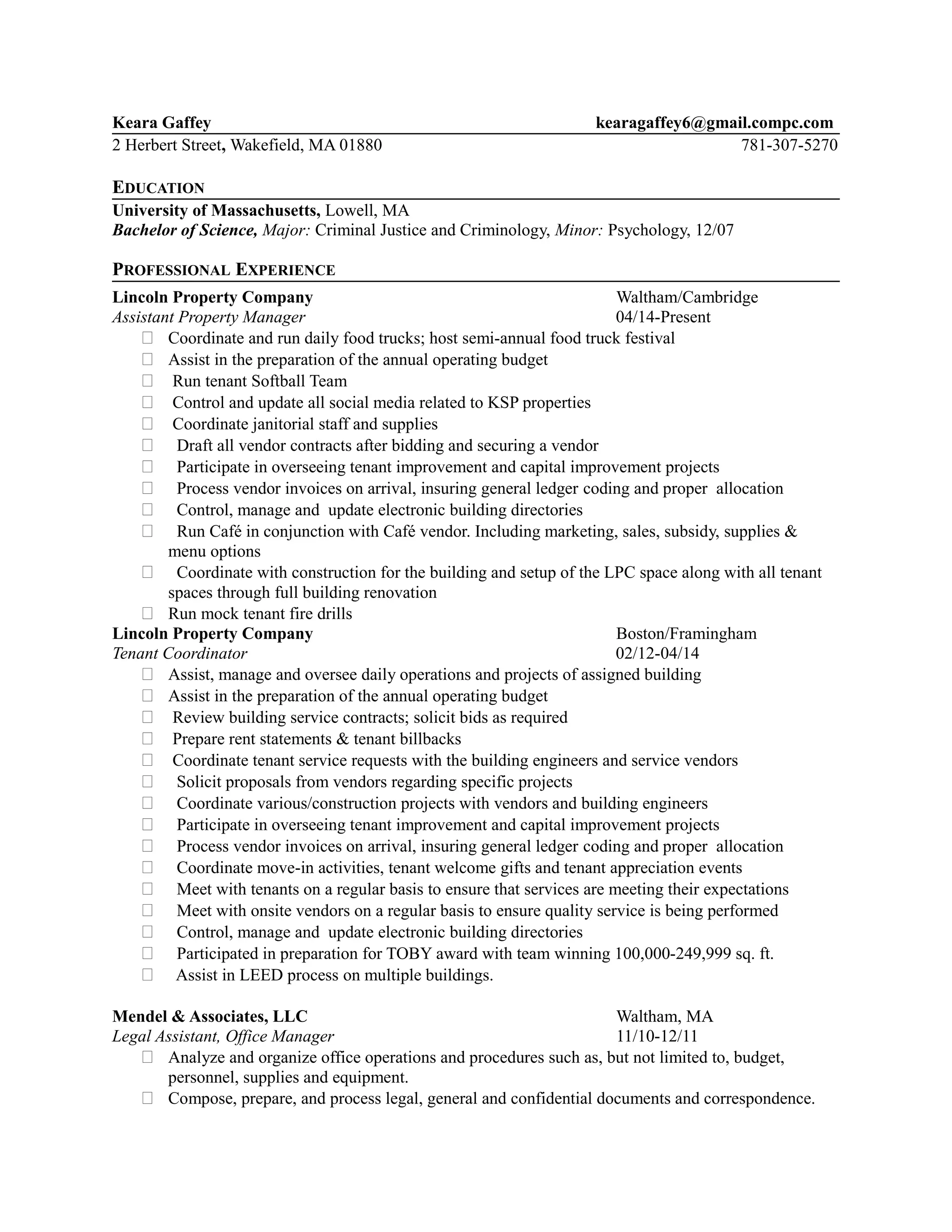 Resume- Keara Gaffey LPC | PDF