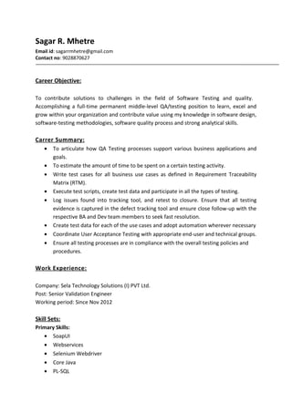 Resume | DOC | Computer Software and Applications | Computing