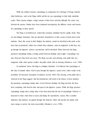 The Implications of Coprophagy in Multiple Species | DOCX