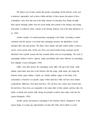The Implications of Coprophagy in Multiple Species | DOCX