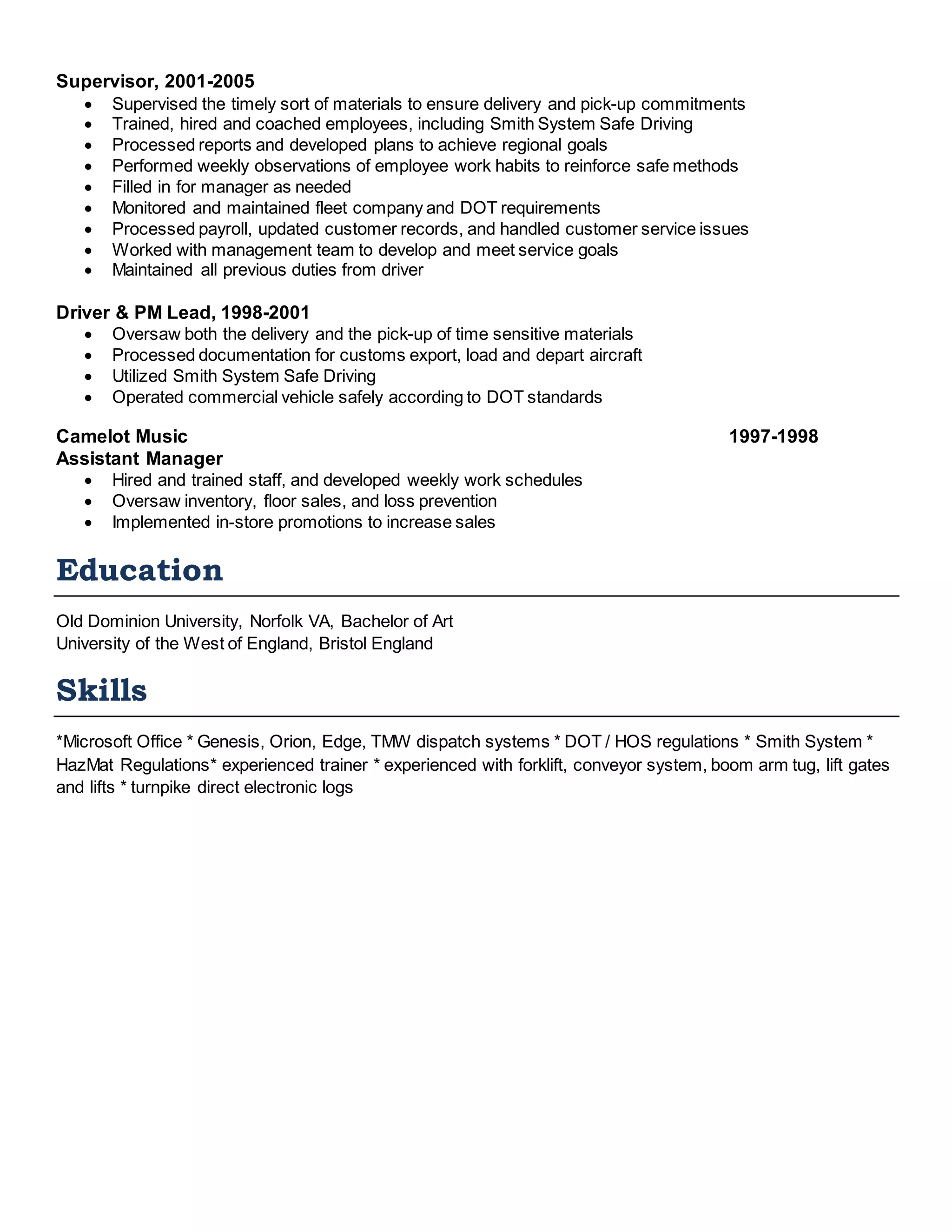 Matt Resume | DOCX | Logistics and Transportation Industry | Industries