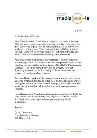 Anna Wolf Reference Media Hub | PDF | Business | Business and Finance