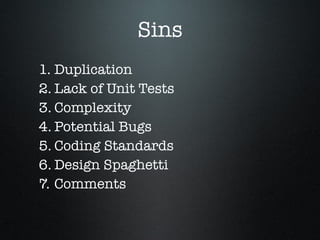 The Seven Deadly Coding Sins Slides | PPT