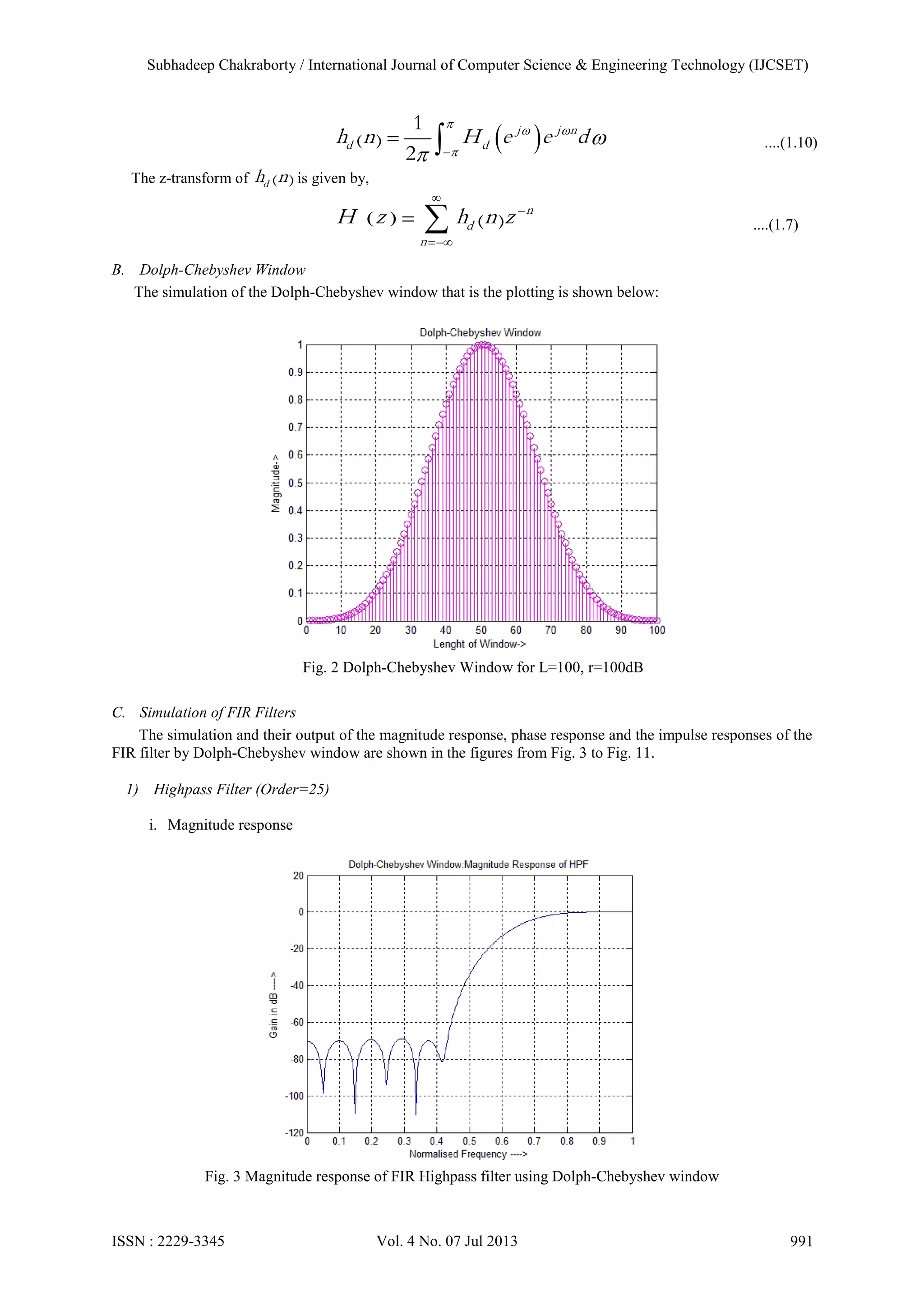 Design And Realization Of Fir Filter Using Chebyshev Window Pdf