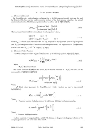 Design and realization of fir filter using chebyshev window | PDF
