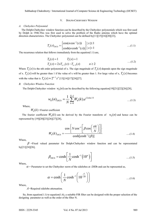 Design And Realization Of Fir Filter Using Chebyshev Window