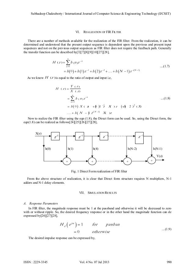 Design And Realization Of Fir Filter Using Chebyshev Window 