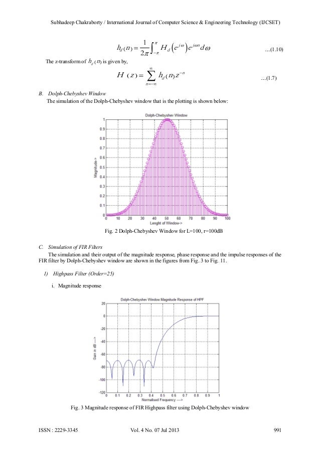 Design And Realization Of Fir Filter Using Chebyshev Window