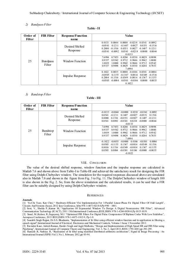 Design And Realization Of Fir Filter Using Chebyshev Window