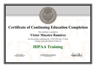 HIPAA Certificate - cybrary-cert | PDF