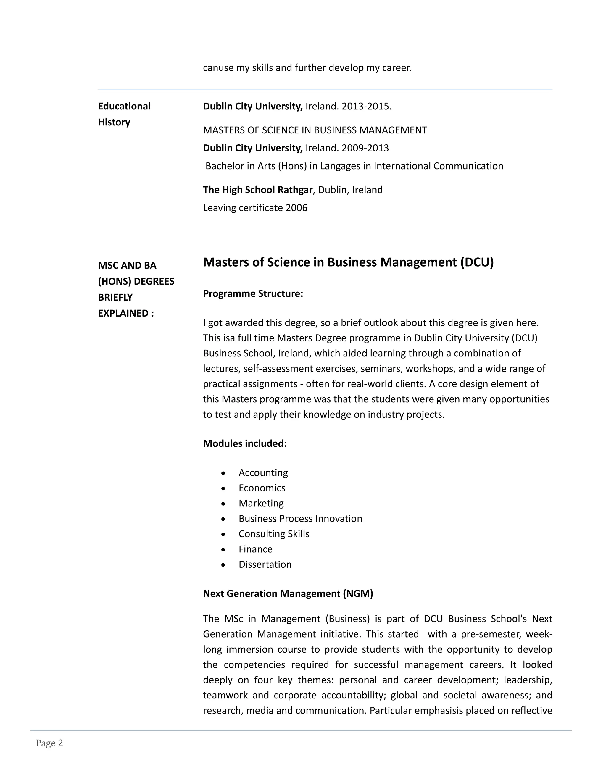 Tamanna N Rahman CV 2016 | PDF