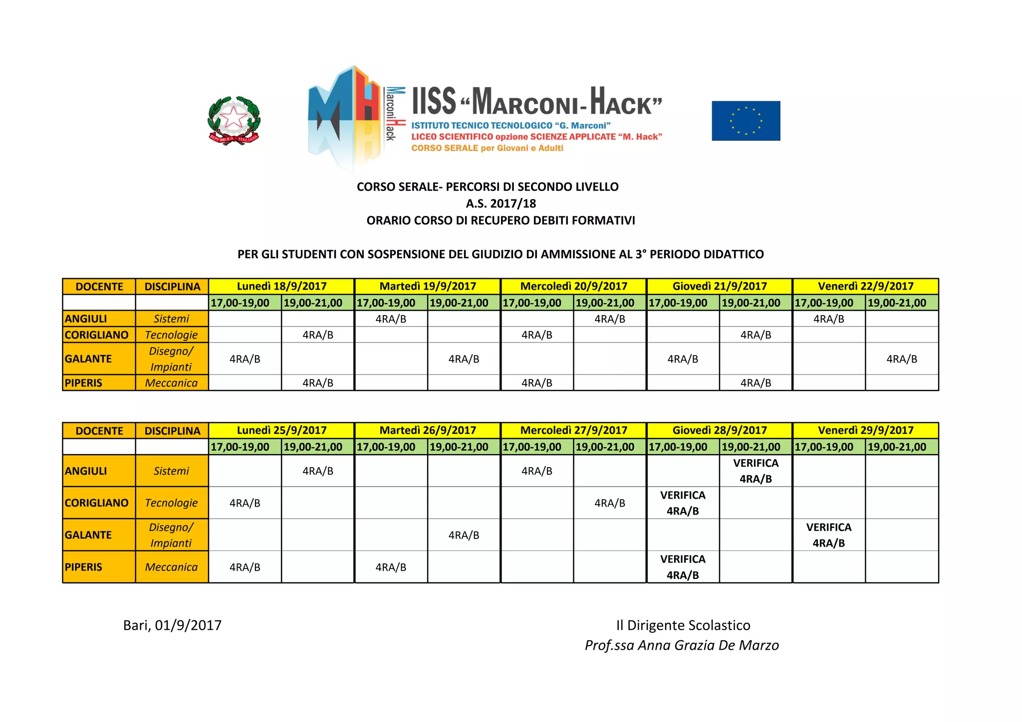 All calendario corsi di recupero 3°p | PPT