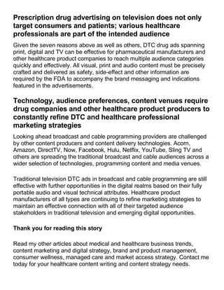 7 Drivers: Pharmaceutical Television Advertising - John G. Baresky | PDF