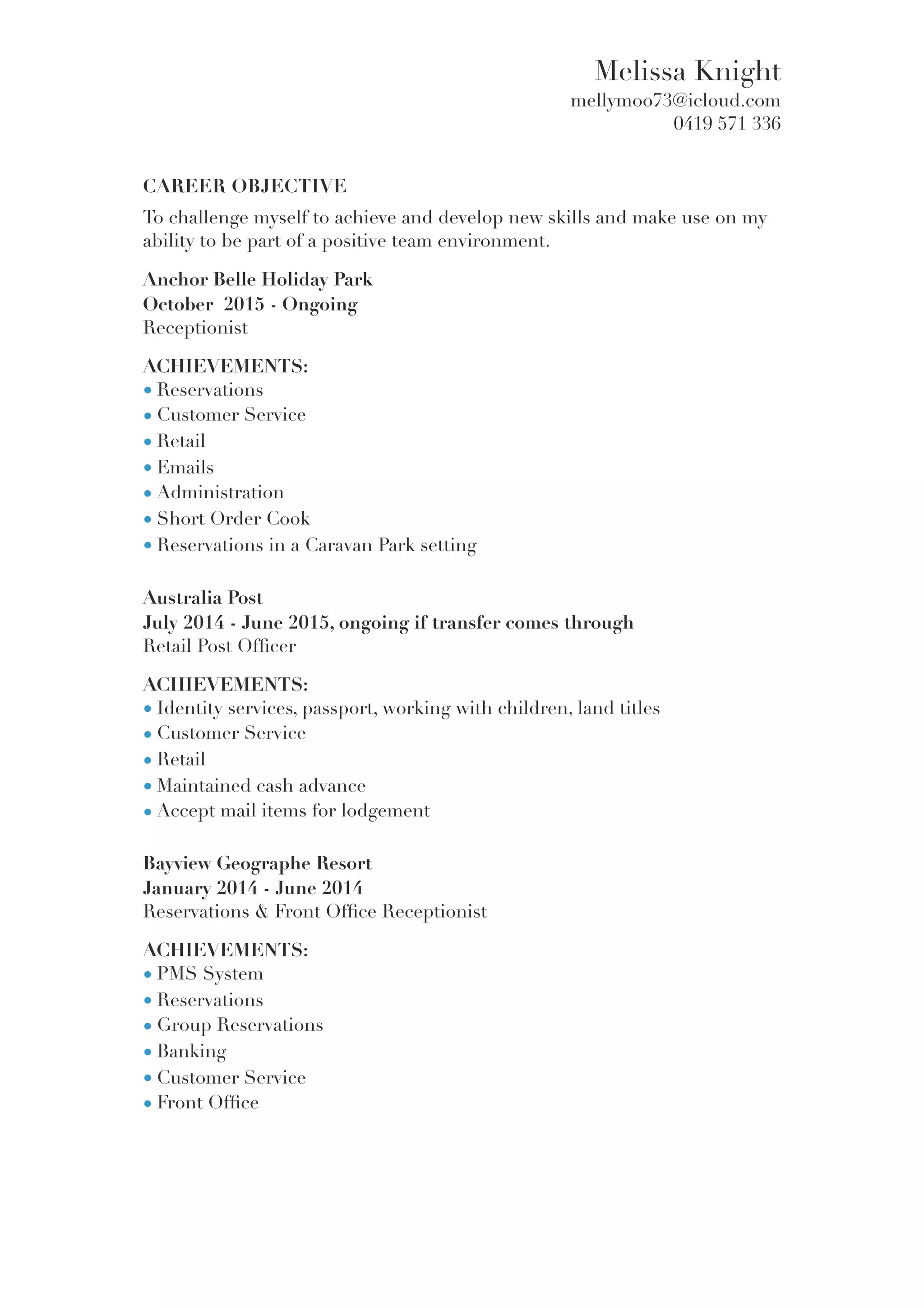 Mel Knight Resume 2016 | PDF