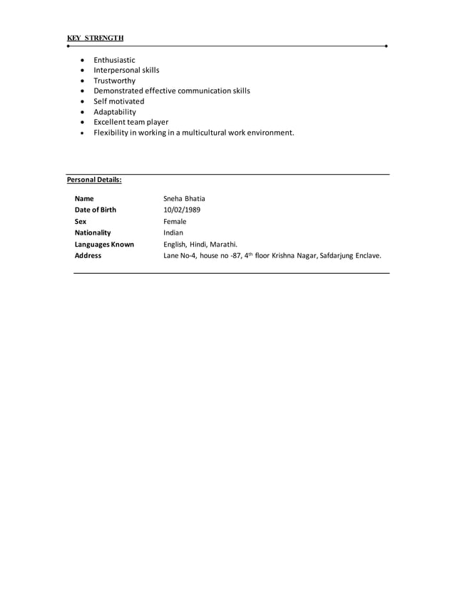 Resume_Sneha Bhatia | DOCX | Human Resources | Business