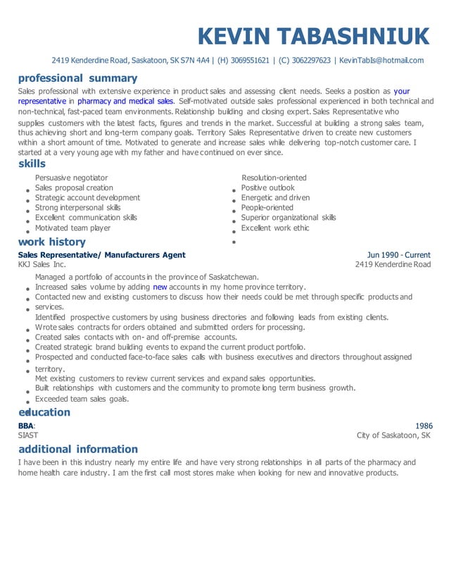 Kevin Tabashniuk Resume 1 | DOCX | Sales | Business