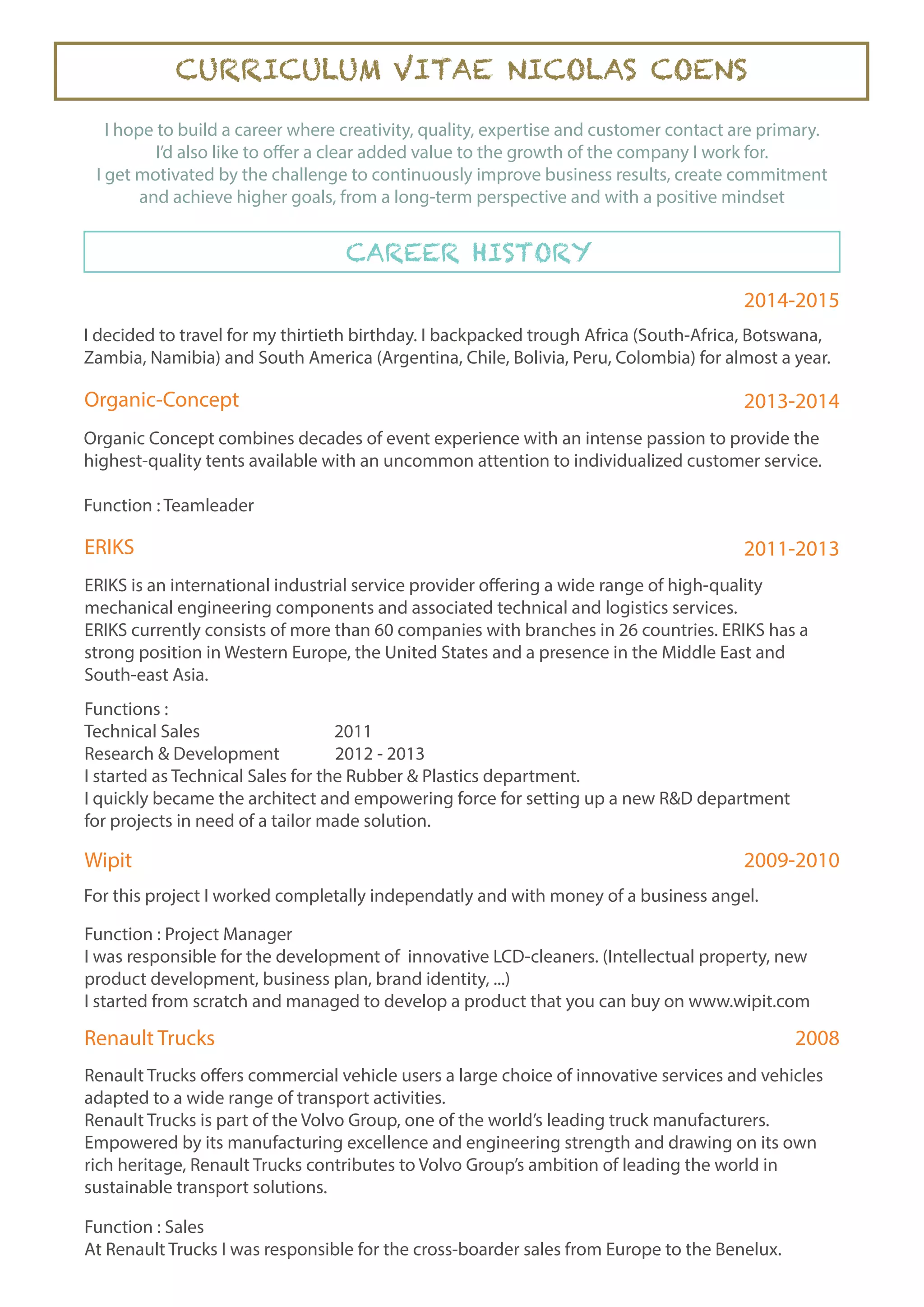 CV NICOLAS COENS | PDF