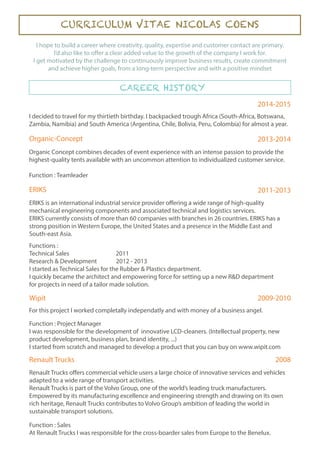 CV NICOLAS COENS | PDF