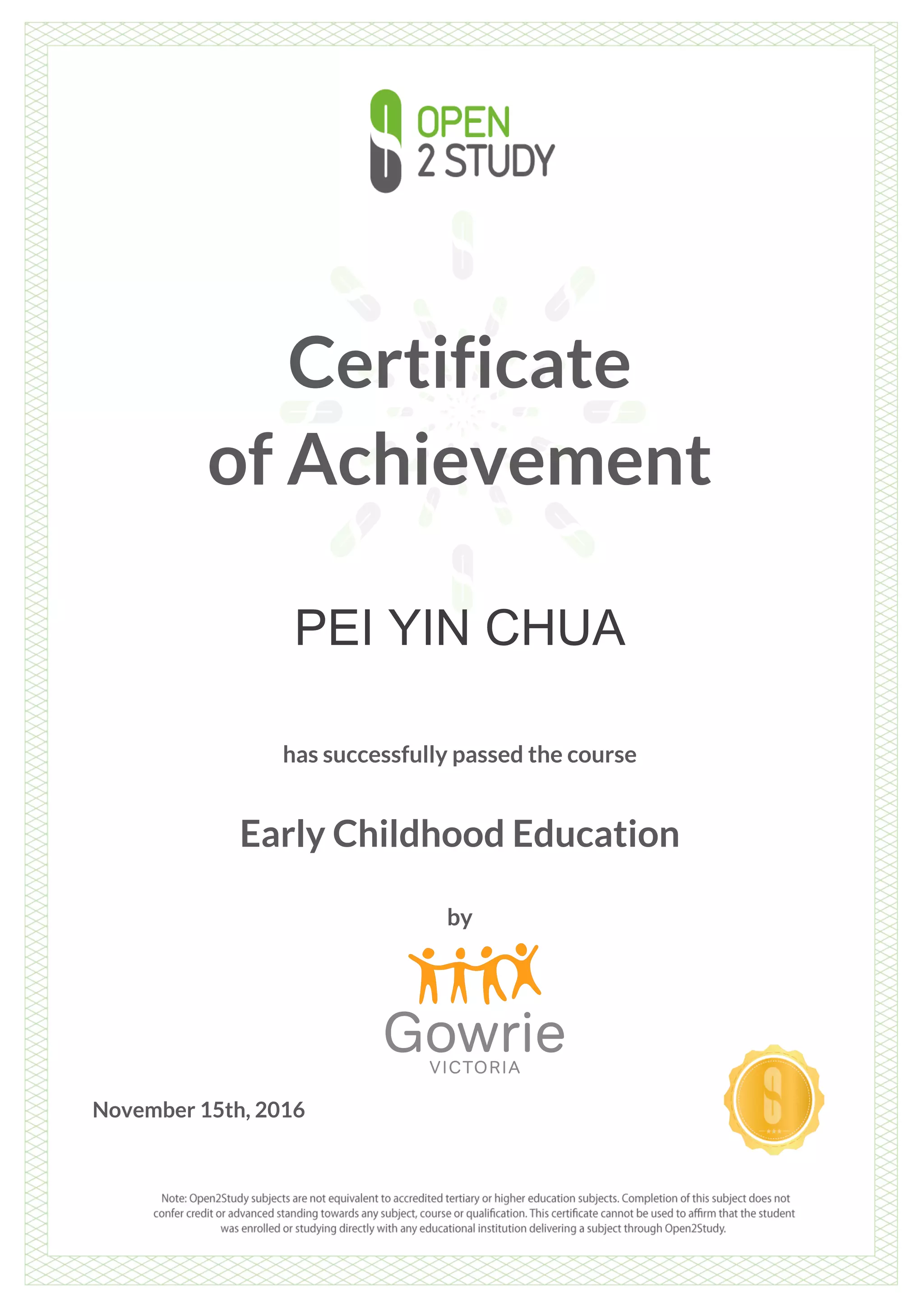 Early Childhhood Edcation Certificate | PDF