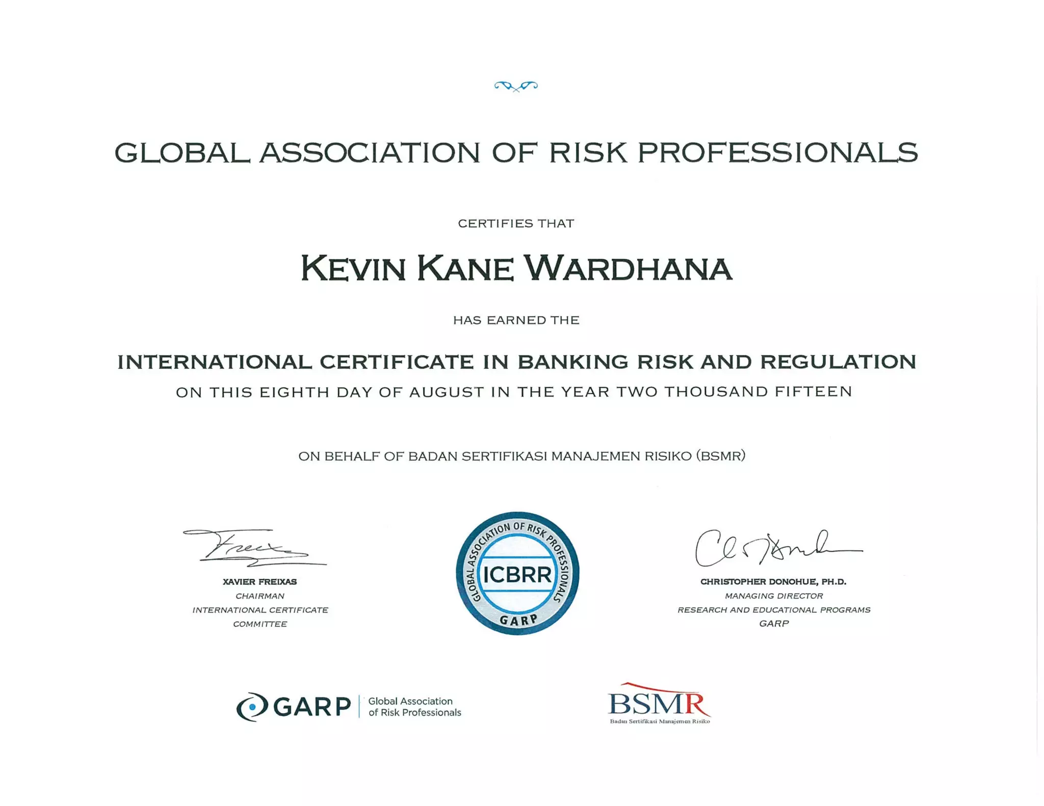 GARP Certificate An. Kevin Kane | PPT