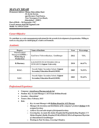 Manan shah updated resume | DOCX