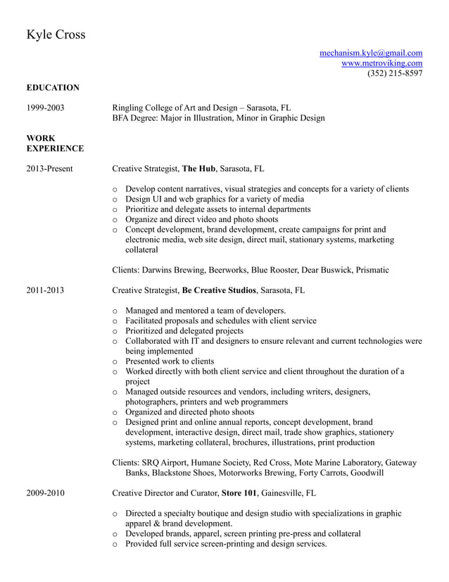 Kyle Cross Updated Resume 2014 | PDF