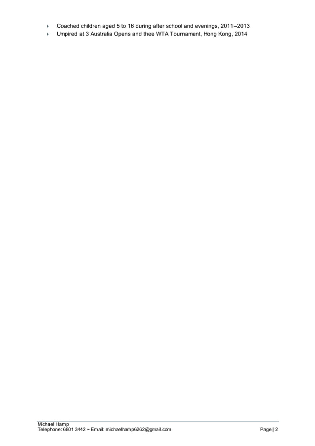 Michael Hamp's CV 2016 | DOCX | Professional School | Postgraduate ...