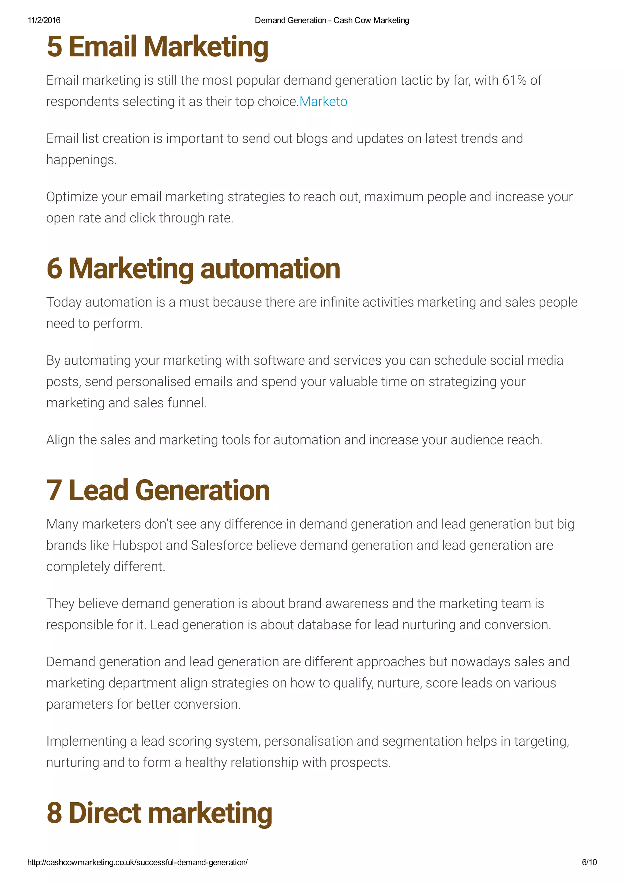 Demand Generation - Cash Cow Marketing | PDF