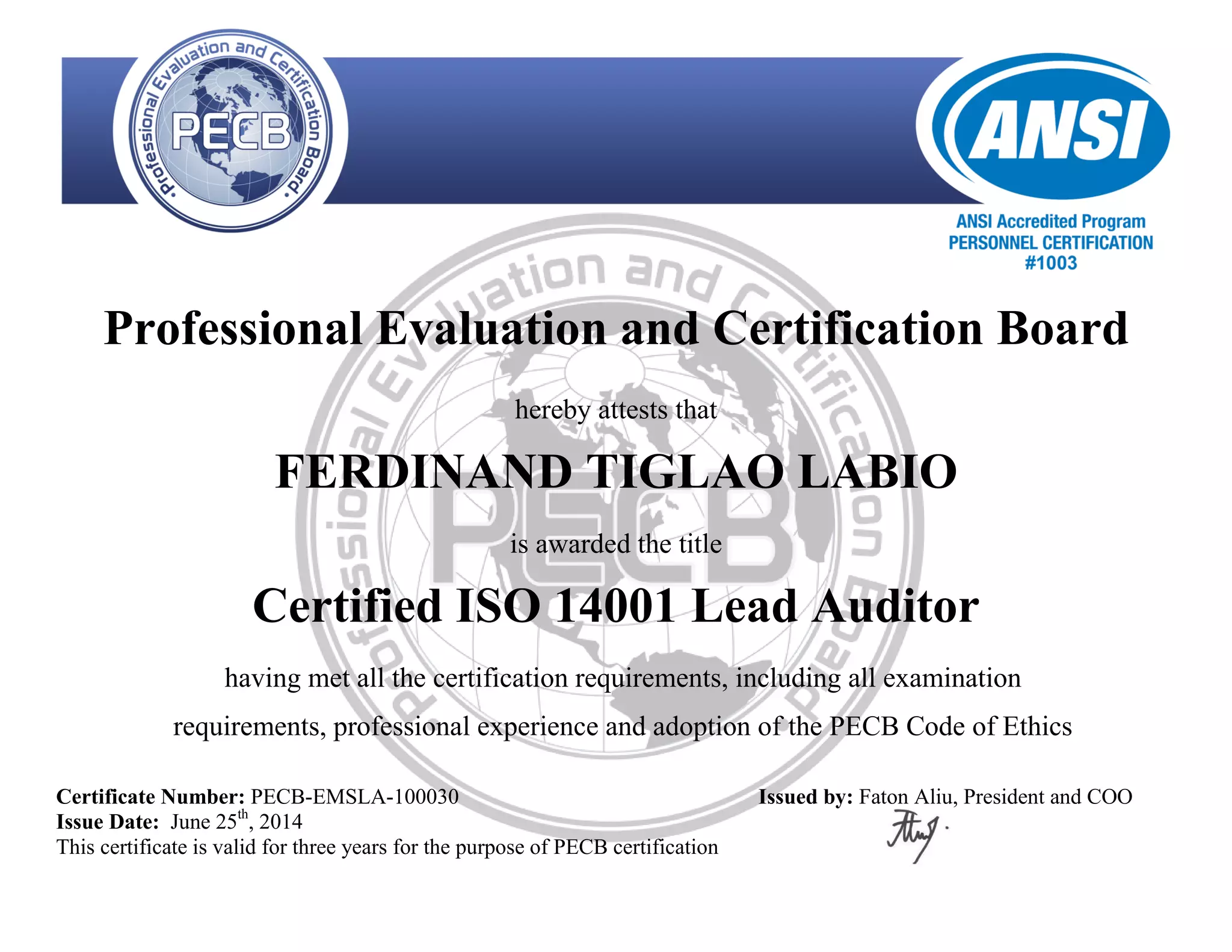 Lead Auditor (ISO 14001) | PPT