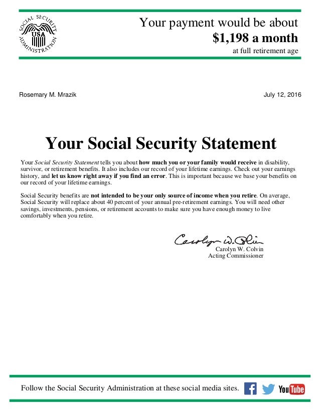 Rosemary Mrazik Your_Social_Security_Statement 7 12 2016