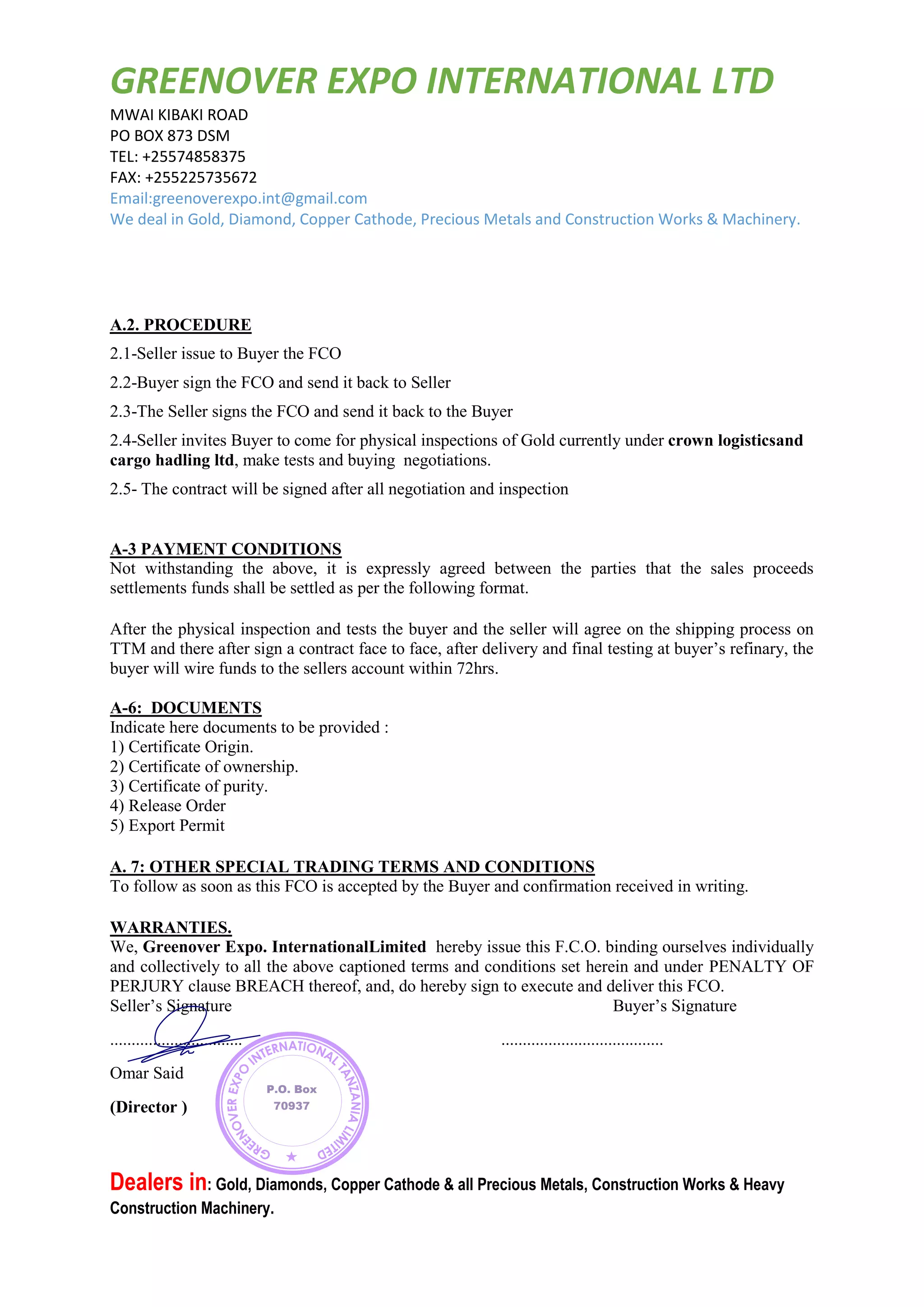 GOLD FCO 350KGS | PDF