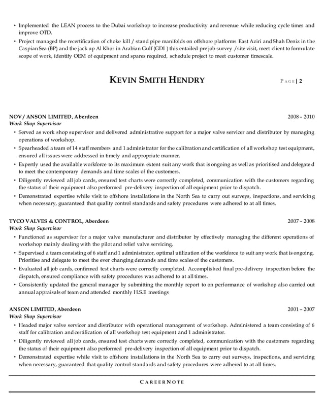 Kevin Hendry cv | PDF