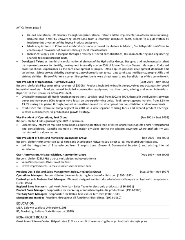 Jeff Cullman Board Resume 3-22-2016 | PDF | Free Download