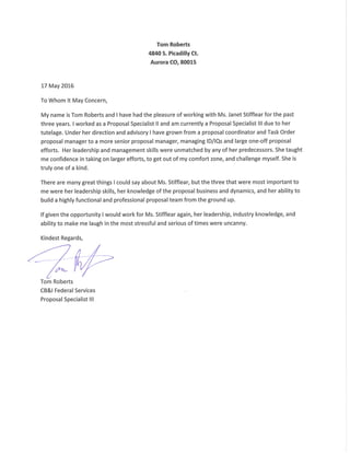 04-Letter of Rec Final May 2016_from Tom | PDF