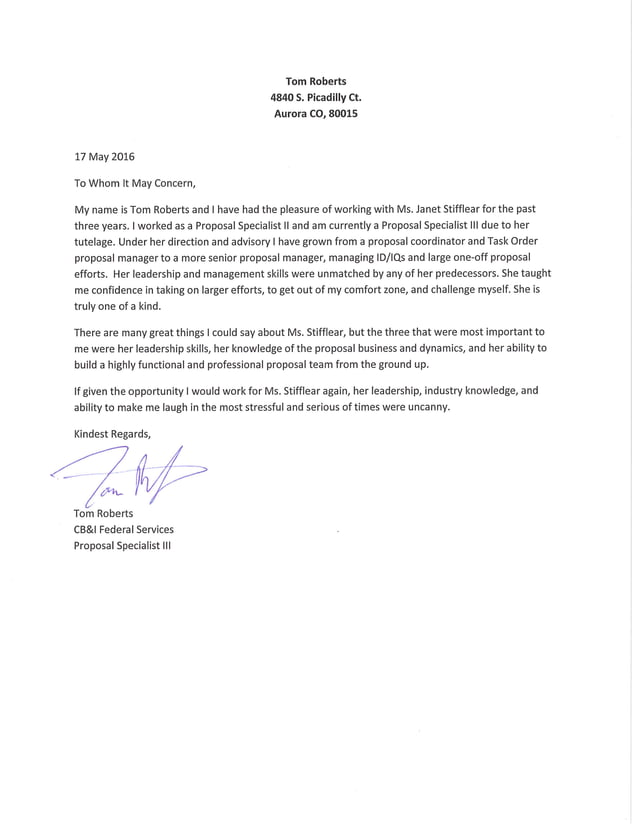 04-Letter of Rec Final May 2016_from Tom | PDF
