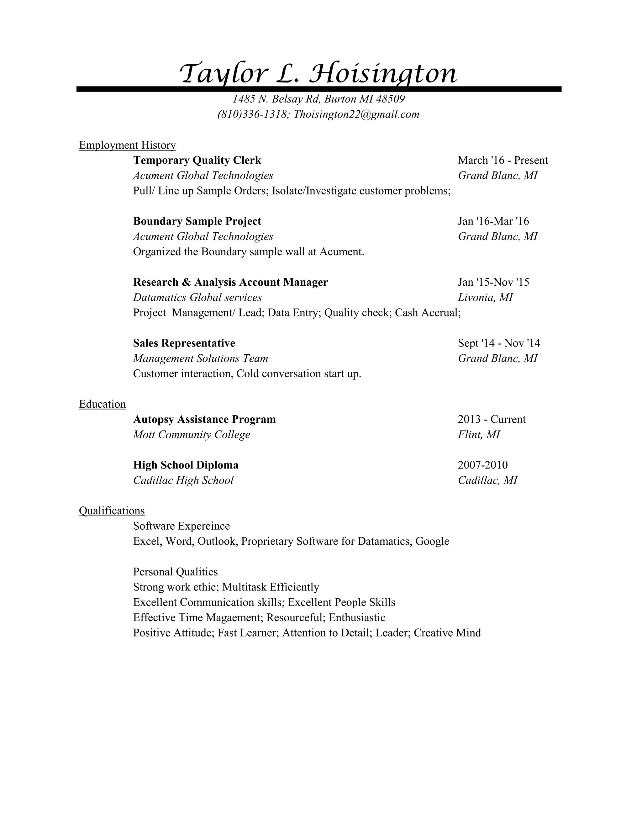 Taylor Resume | PDF
