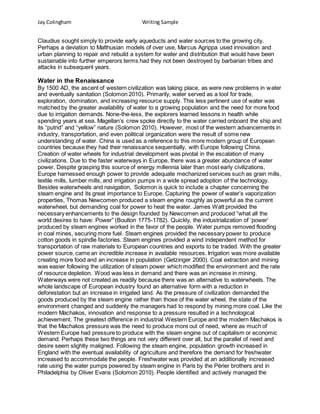 Water History in Civilization - Writing Sample - Jay Colingham | DOCX