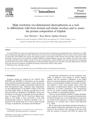 High resolution two-dimensional electrophoresis as a tool to differentiate wild from farmed cod ...