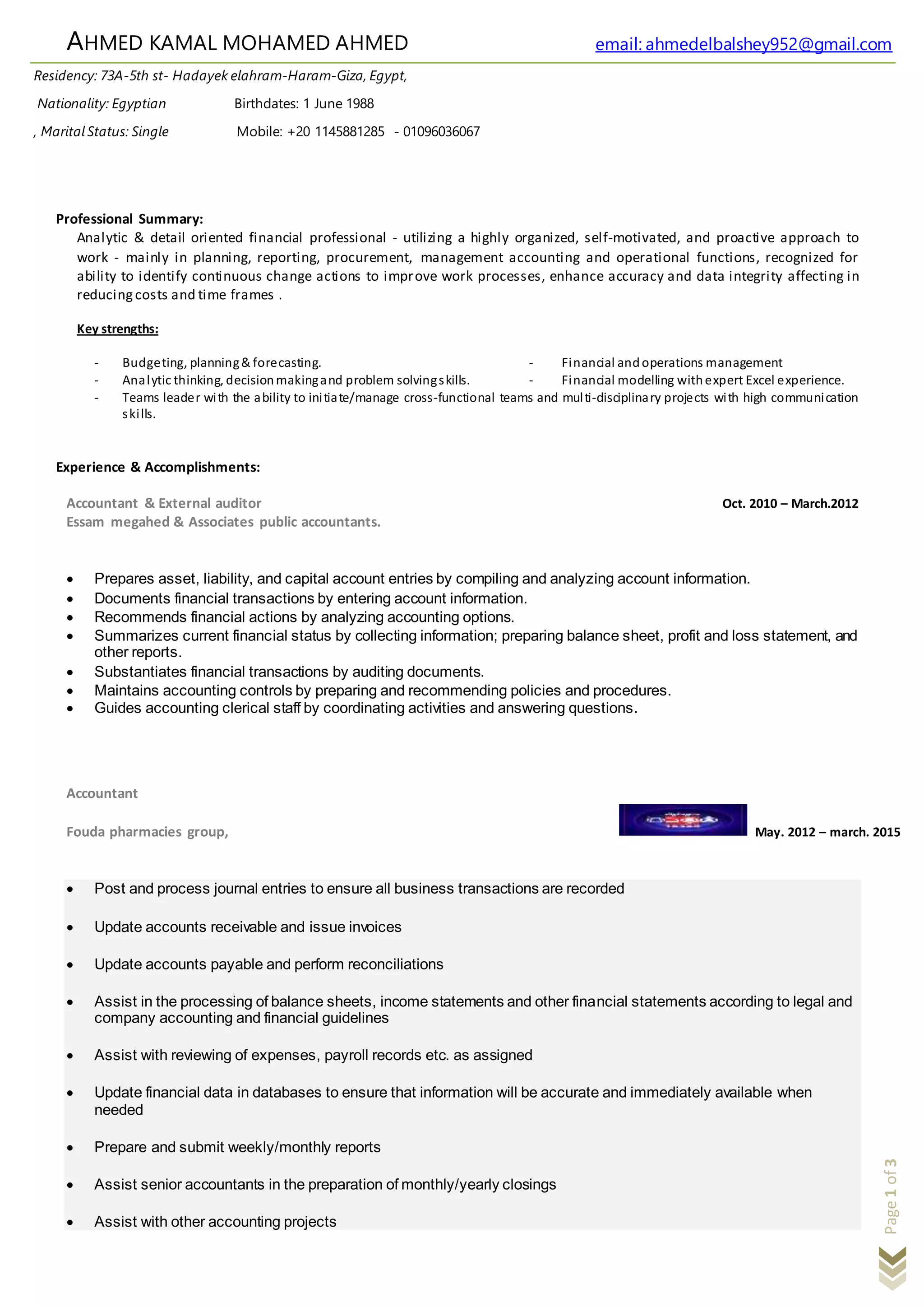 Ahmed kamal C.V | DOCX