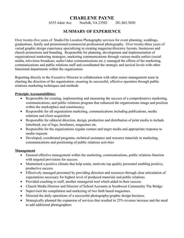 Charlene resume- updated mar 2015 | PDF