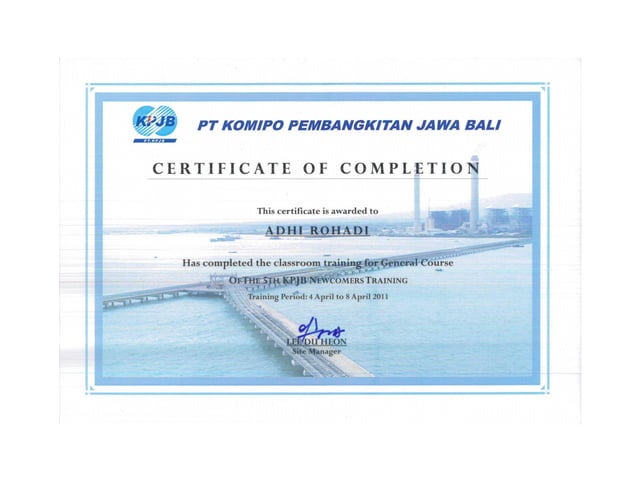 General Course (Coal Fired Power Plant) Certificate | PPT